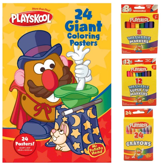 PLAYSKOOL POTATO Head Colouring Poster Book With Crayons & Felt Tips ...