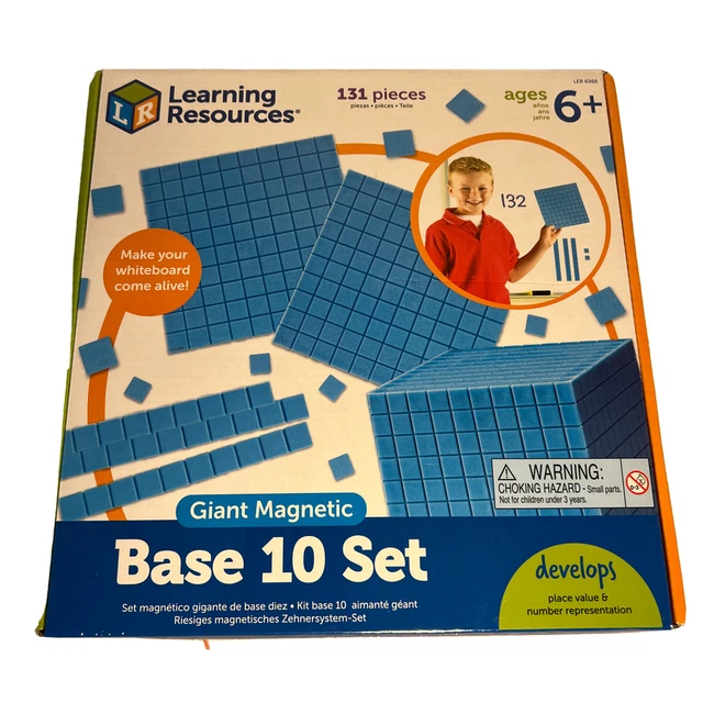 LEARNING RESOURCES GIANT Magnetic Base Ten Set Math 131 Pieces Blue ...