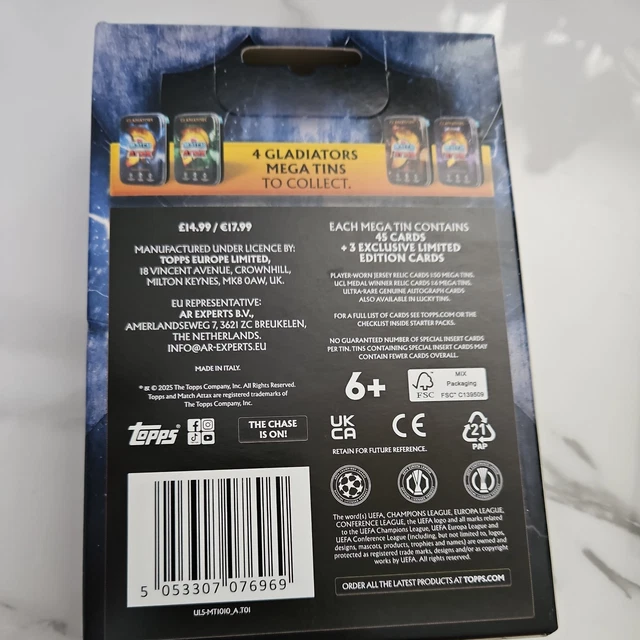 TOPPS UCC MATCH Attax 2025/26 - Mega Tin #1 - Gladiators Centurions £10.80 - PicClick UK