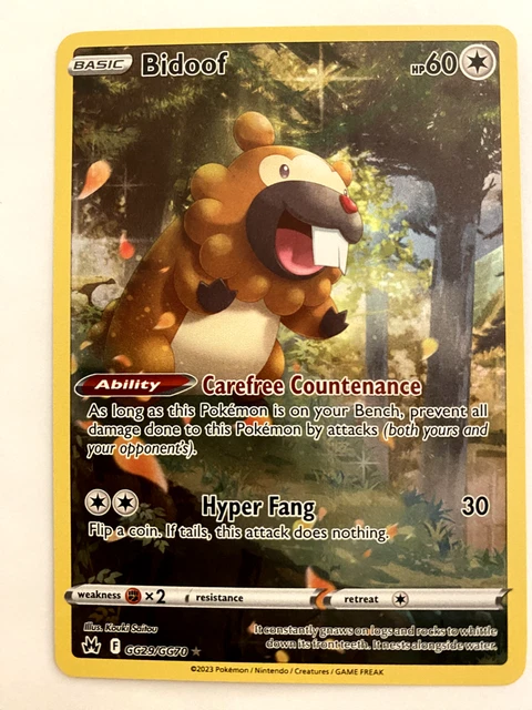POKÉMON TCG BIDOOF Crown Zenith: Galarian Gallery GG29/GG70 Holo Holo Rare $3.75 - PicClick CA