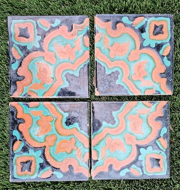 ANTIQUE CALIFORNIA POTTERY Spanish Revival Tile Loose Red Clay Tile Set ...