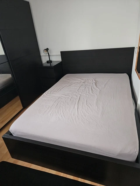 IKEA - BLACK “Malm” Double Bed Frame + X2 Drawers With Mattress £150.00 ...