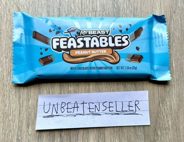 FEASTABLES MR BEAST Chocolate NEW FORMULA- 🍫Peanut Butter x 1 Bar *IN ...
