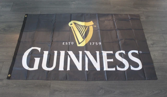 GUINNESS BEER BANNER Flag Black Harp Logo Bar Irish Pub Man Cave XZ £12 ...