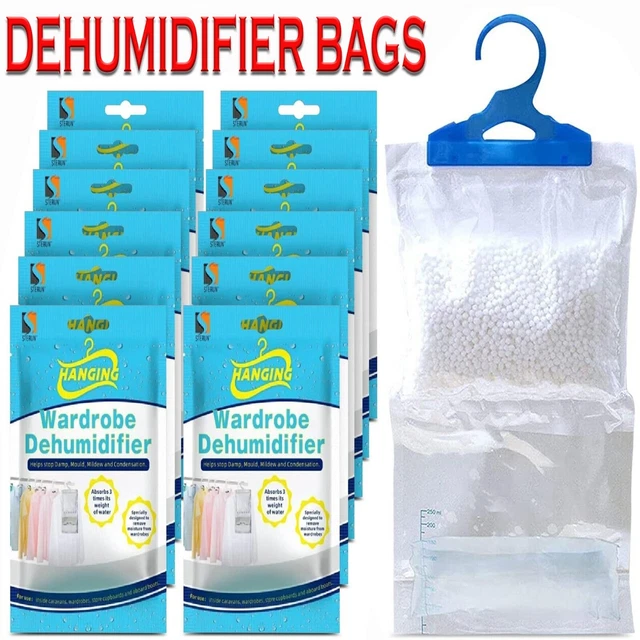 HANGING WARDROBE DEHUMIDIFIER Bags Condensation Mould Mildew Damp 220G ...