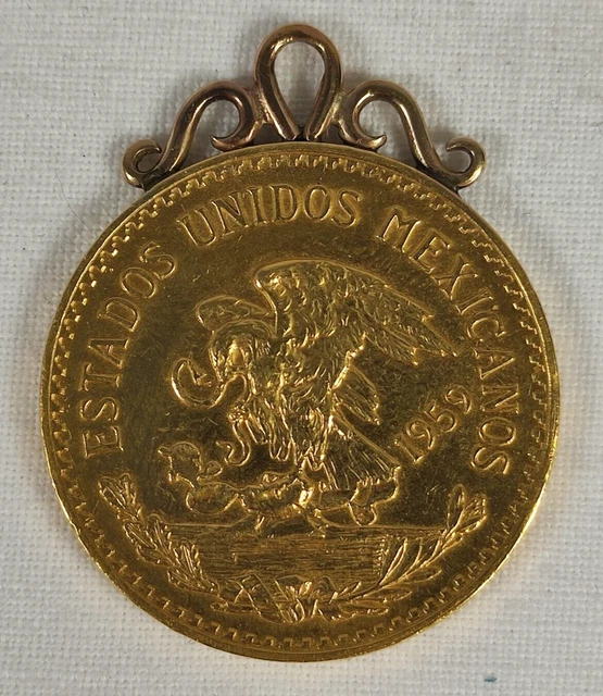 GOLD VEINTE 20 Pesos 1959 Mexican Oro Puro Coin Aztec Calendar 15g of Pure Gold EUR 908,06 ...