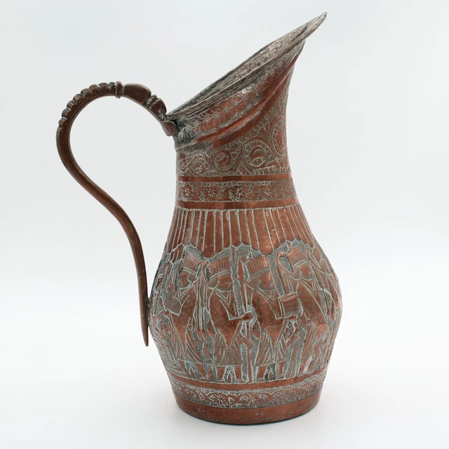 ANTIQUE PERSIAN COPPER Jug Ewer with Hand Embossed Decoration £140.00 ...