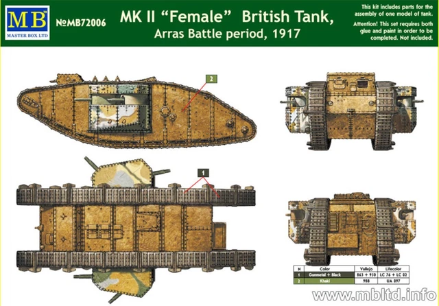MW22 MASTERBOX 72006 Mk Ii “Female” British Tank Arras Battle Period ...