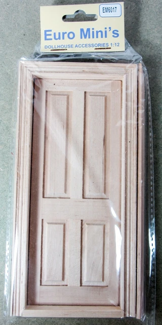 1/12TH SCALE 4 Panel Hinged Interior Wooden Door EM6017 Euro Mini's (a ...