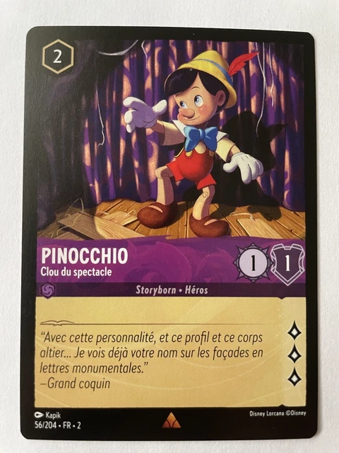 CARTE LORCANA TCG Disney Chapitre 2 Rare PINOCCHIO 56/204 NEUF FR EUR ...