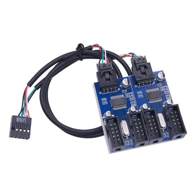 DESKTOP COMPUTER MOTHERBOARD 9Pin USB Header Splitter 1 to 4 Port ...