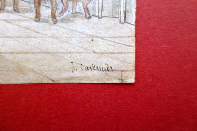 DISEGNO ORIGINALE ACQUERELLO Scena di Ballo J. Tavernier Ottocento EUR ...