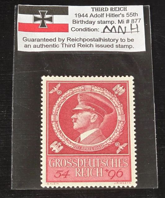 ADOLF HITLER 55 BIRTHDAY Stamp 1944 NSDAP Third Reich Nazi German WW2 ...