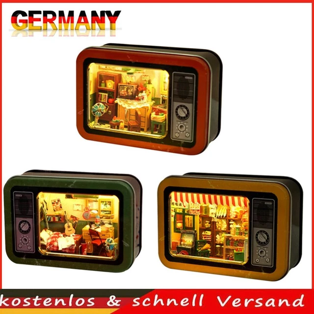 WOODEN DOLLHOUSE MINIATURE Vintage Architectural Mini Box Theater Kit ...