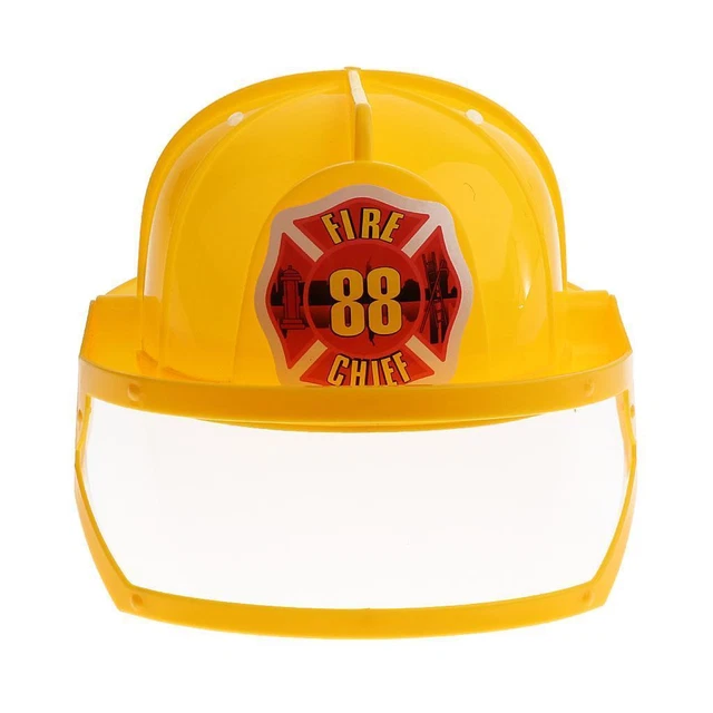 SIMULATION FIREMAN HELMET Firefighter Hat Yellow Toddlers Teaching Aids ...
