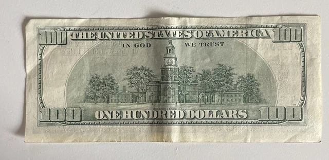 $100 DOLLAR BILL Miss cut misaligned Error Federal Reserve Note Series ...