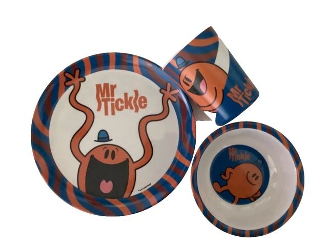 MR MEN MR Tickle melamine plastic dinner plate bowl drink cup water set ...