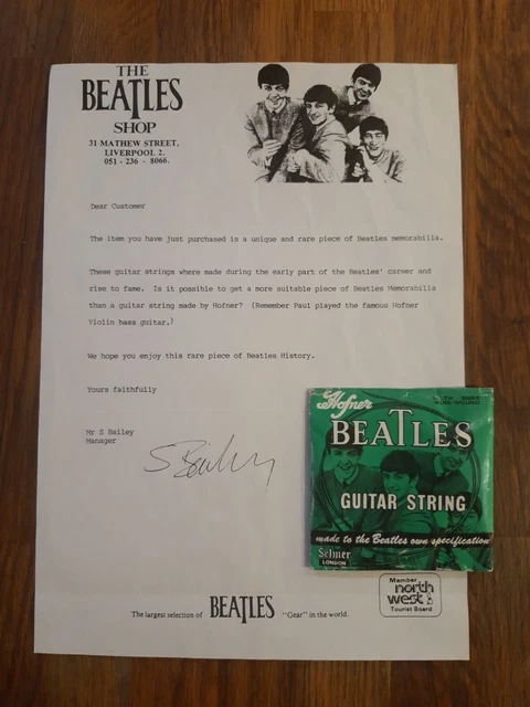 ORIGINAL 1964 BEATLES Hofner Guitar Sting in Packet + Letter £100.00 ...