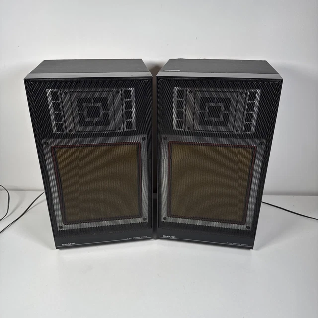 SHARP 2 WAY Speaker System CP-1550E Bookshelf 33cm Retro Vintage Wood £ ...