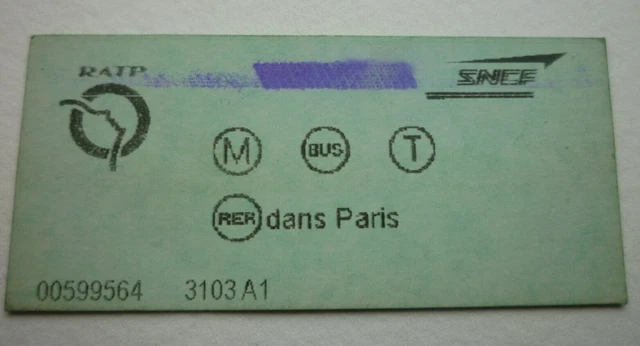 FRENCH PARIS RATP SNCF Combined Metro Bus Rail Ticket £1.16 - PicClick UK