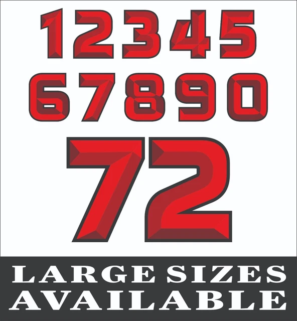 CUSTOM RACING NUMBERS Race Car Vinyl Decals Stickers - Large Sizes ...
