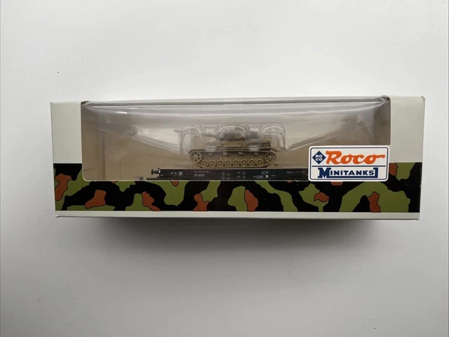 ROCO MINITANKS SPUR H0 843 Güterwagen Schwerlastwagen der DR mit Panzer ...