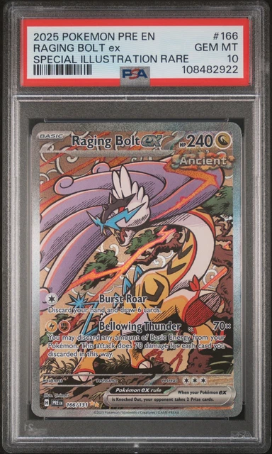2025 POKEMON PRE En-Prismatic Evolutions #166 Raging Bolt Ex Psa 10 £ ...