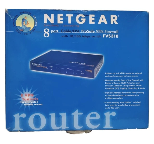 NETGEAR PROSAFE FVS318 8-Port Gigabit VPN Firewall New & Sealed $68.00 ...