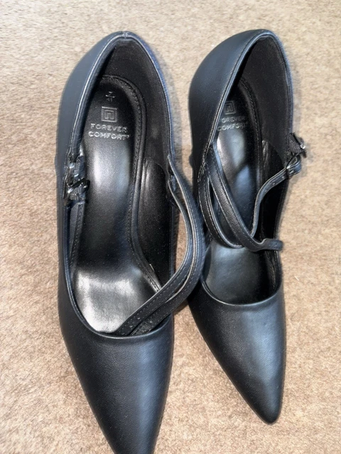 BNWOB NEXT BLACK faux leather court strappy heels shoes uk7 £34 £13.19 ...