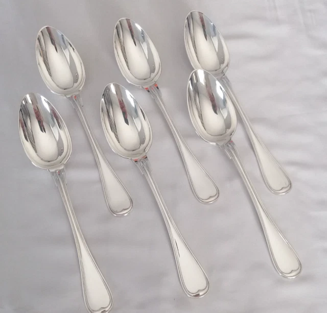 CHRISTOFLE MODÈLE FILET chinon contour 6 grandes cuillères de table ...