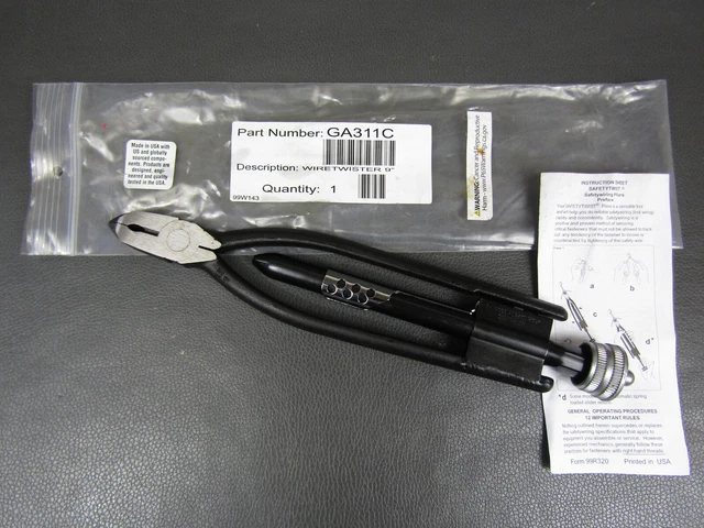 BLUE POINT SAFETY twist tie wire twisters cable pliers cutters GA311C ...