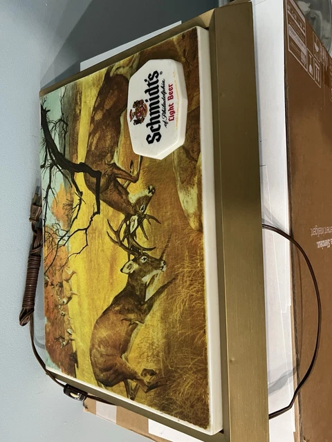 VINTAGE SCHMIDT’S OF Philadelphia Lighted Beer Sign Buck Deer Outdoor ...