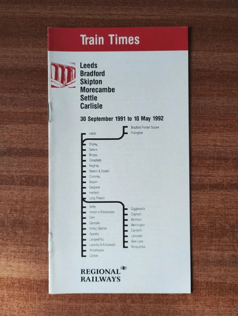BRITISH RAIL REGIONAL railways 1991/92 Leeds-Carlisle train timetable £ ...