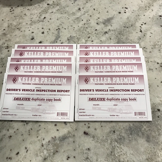 KELLER PREMIUM Driver's Daily Vehicle Inspection Report Duplicates. 10 ...