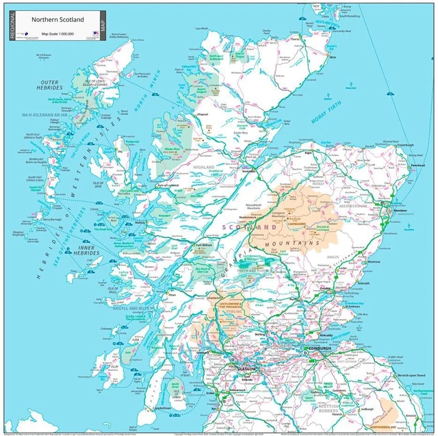 NORTHERN SCOTLAND - Planning Wall Map-laminated £60.00 - PicClick UK