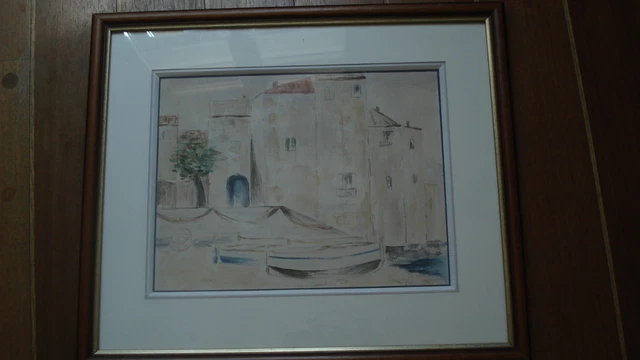 BELLE AQUARELLE ANCIENNE encadrée Port de Saint Tropez crique de la Ponche. EUR 125,90 - PicClick FR