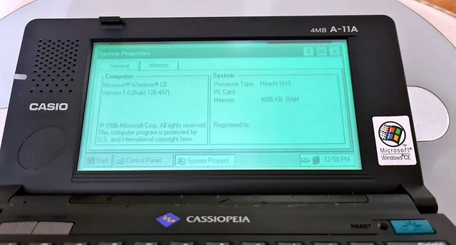 CASSIOPEIA A-11A RARE Vintage PDA Pocket Computer Casio on Windows CE 1 ...