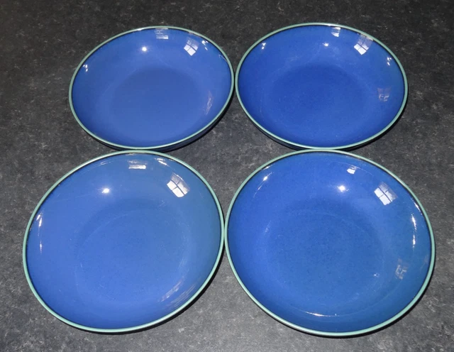 4 X DENBY METZ BLUE & GREEN PASTA BOWLS SET 22CM - RARE & DISCONTINUED ...