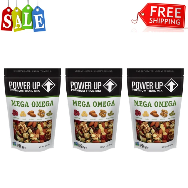 POWER UP MEGA Omega Trail Mix from Gourmet Nut, Resealable Bag, 14 oz ...