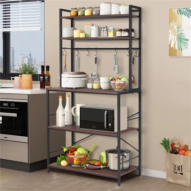 FREESTANDING KITCHEN UTILITY Storage Shelves Coffee Bar Station Oven ...