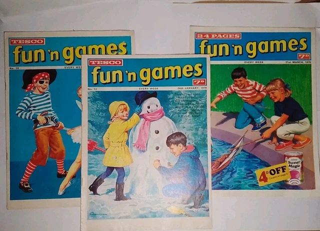 RARE VINTAGE TESCO Fun N Games Comic Magazine 1970 #10,12,20 £45.00 ...