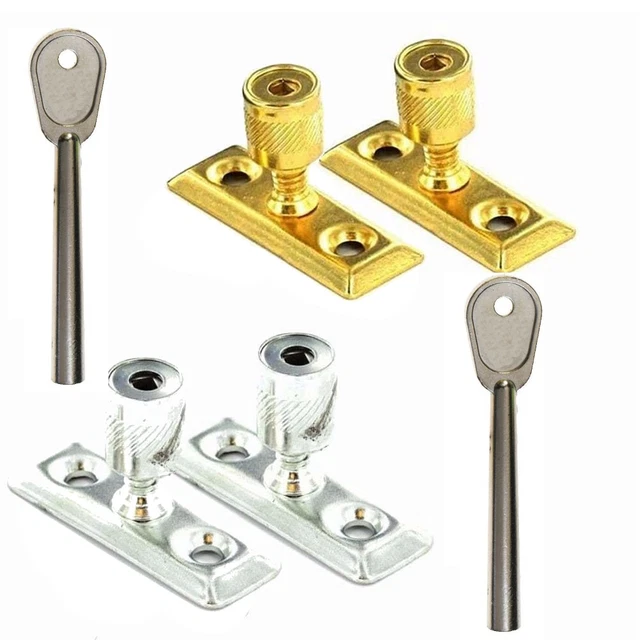 HEAVY SASH WINDOW Fastener Stay Arm Catch Latch Lock With Key Wooden ...
