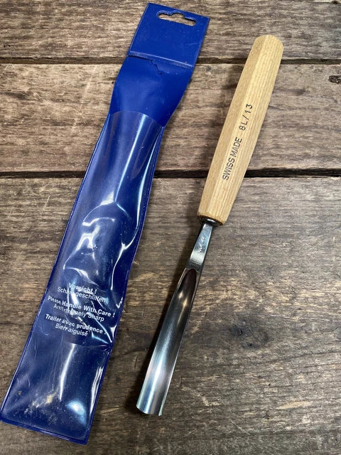 VINTAGE PFEIL SWISS Made Wood Carving Tool 8L / 13 Bent Gouge Excellent ...