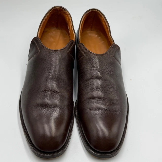 VINTAGE LEE CHEE Kowloon Hand Made Leather Slip On Shoes Brown Hong ...