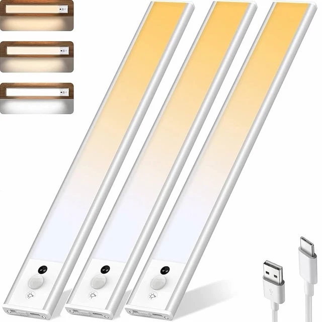 3PCS 72 LED Motion Sensor Light Indoor 30cm Under Cabinet Kitchen ...