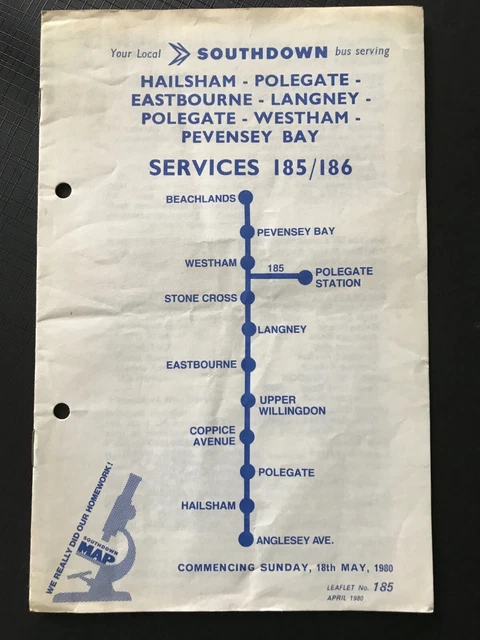 BUS TIMETABLE - Southdown - 185/6 - Hailsham - Pevensey Bay - 18 May ...