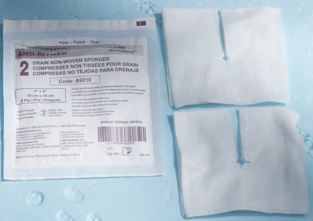 AMD-RITMED DRAIN NON-WOVEN Sponges- 200 per case- 6 ply (Item C1859 ...