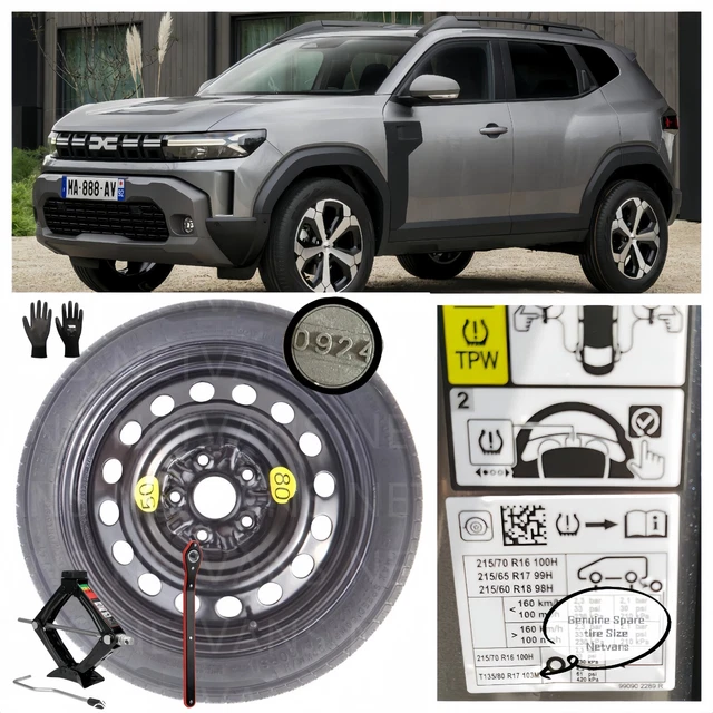 ROUE DE SECOURS galette 17" pour Dacia Duster 2024 present avec kit 135 ...