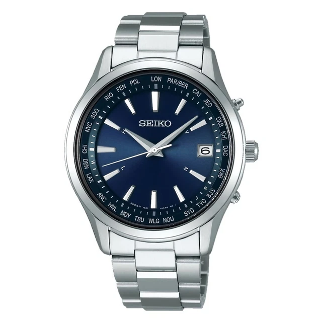 SEIKO SELECTION SBTM271 Solar Radio Wave Blue Dial Date Display ...