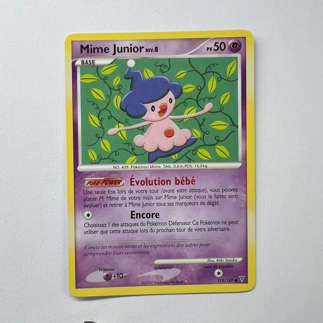 CARTE POKÉMON MIME JUNIOR | Niv.8 50PV 115/147 Année 2010 FR EUR 2,80 ...